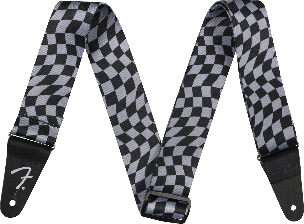 Fender Wavy Checkerboard Polyester Strap - Gray| Black Mountain Guitar Co